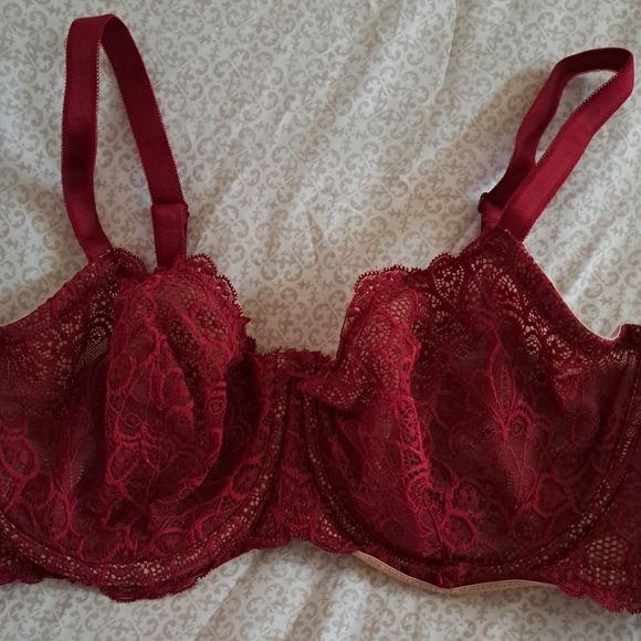 torrid | Intimates & Sleepwear | Torrid Red Lace Overlay Bra 46c | Poshmark
